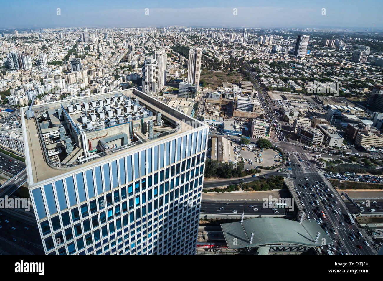 Aerial view from Azrieli Center with Azrieli Center Square Tower and ...