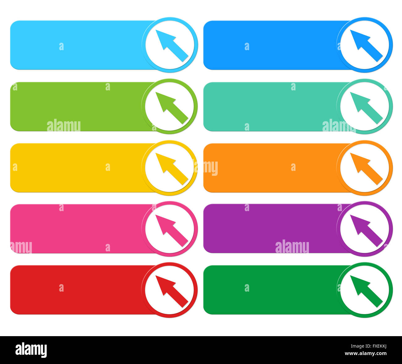 Colorful buttons for web pages menus in blue, green, yellow, orange ...