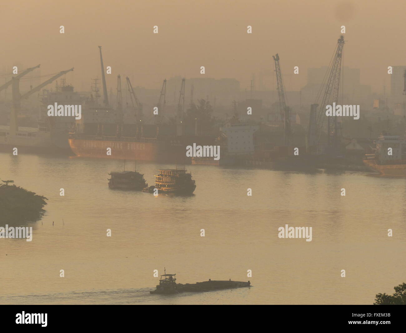 Vietnam, Ho Chi Minh City, Saigon River, commercial transportation ...