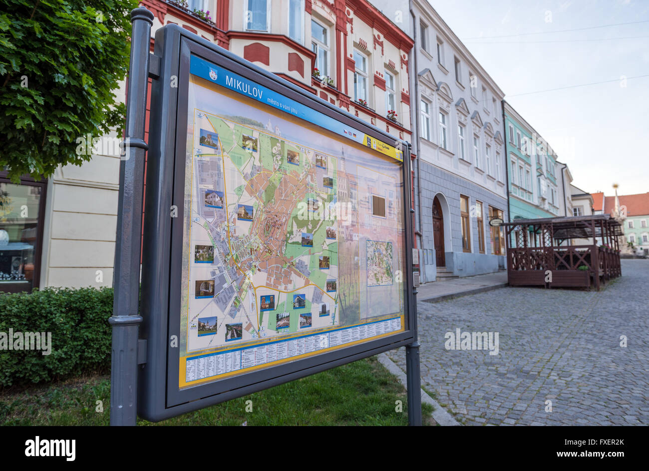 Tourist map of Mikulov city tourist attraction, Moravia region, Czech ...