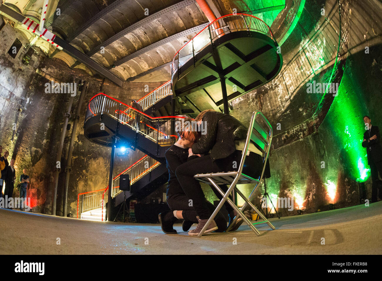London, UK. 14 April 2016. Clementine Lovell and Flora McIntosh of Pop ...