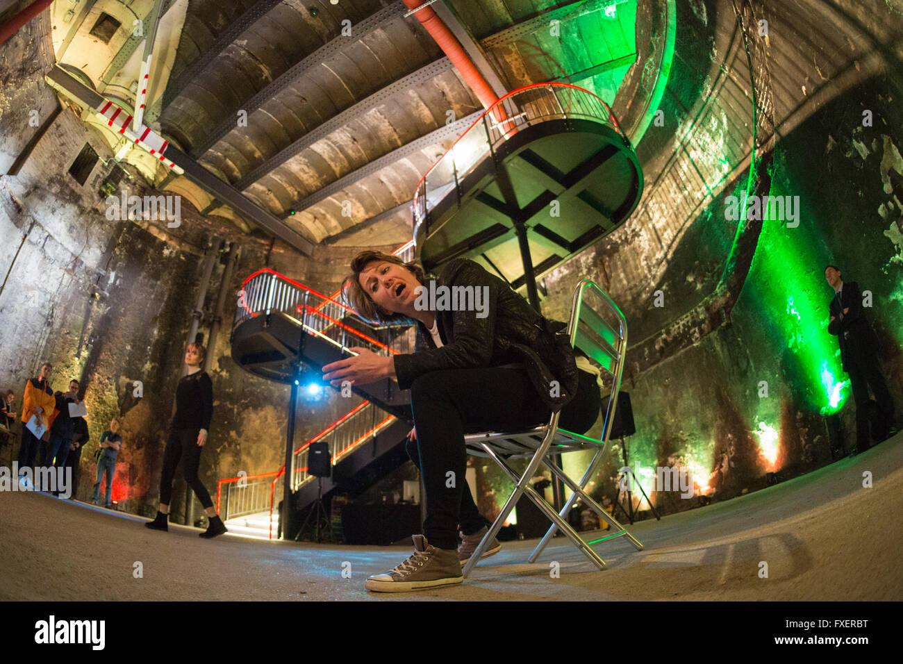 London, UK. 14 April 2016. Clementine Lovell and Flora McIntosh of Pop ...
