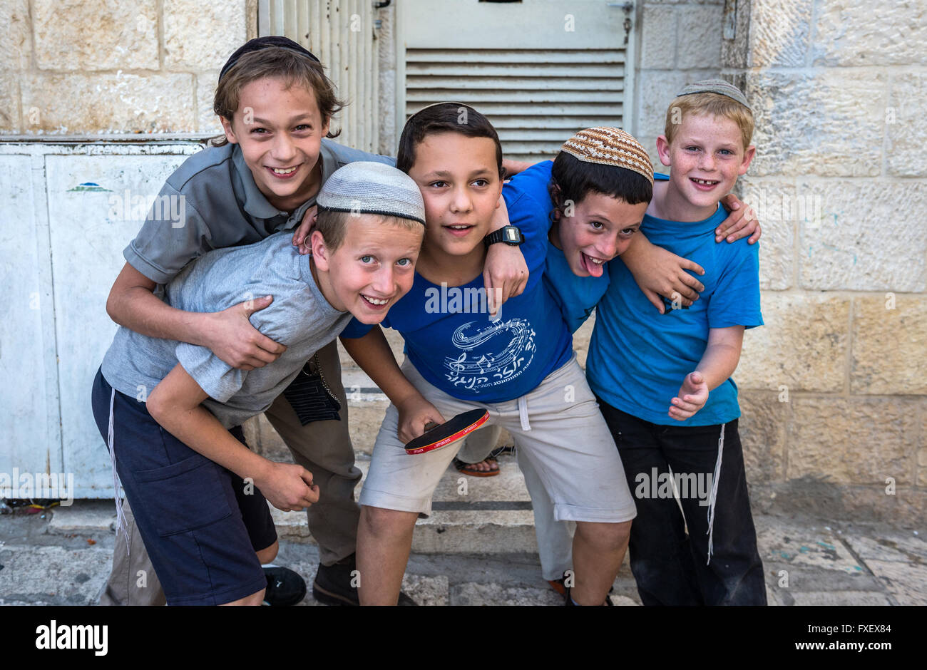 Group of young Jews in Jerusalem, Israel Stock Photo - Alamy
