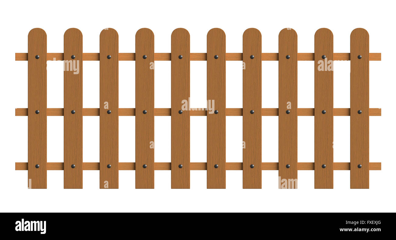 3d rendering of wooden fence isolated over white background Stock Photo ...