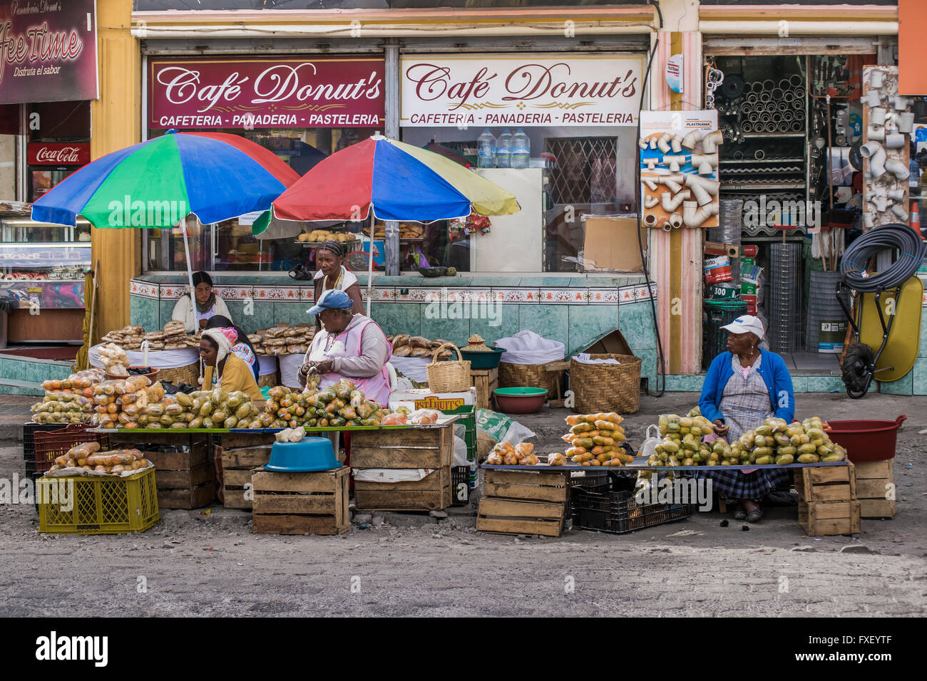 OTAVALO, ECUADOR, OCTOBER - 2015 - Traditional indigenous street market ...