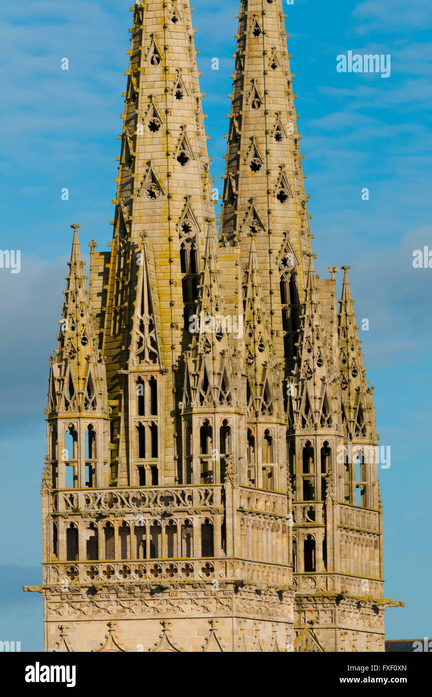 Finistere (29), Ville de Quimper, cathedrale Saint Corentin // France ...
