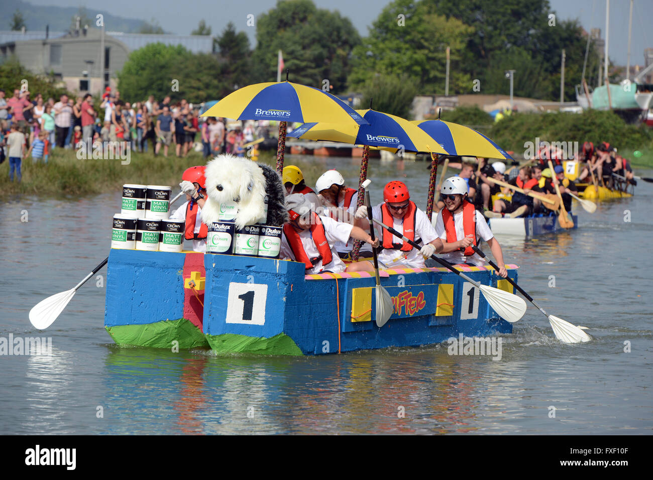 Lewes to Newhaven, East Sussex, raft race on homebuilt rafts Stock ...