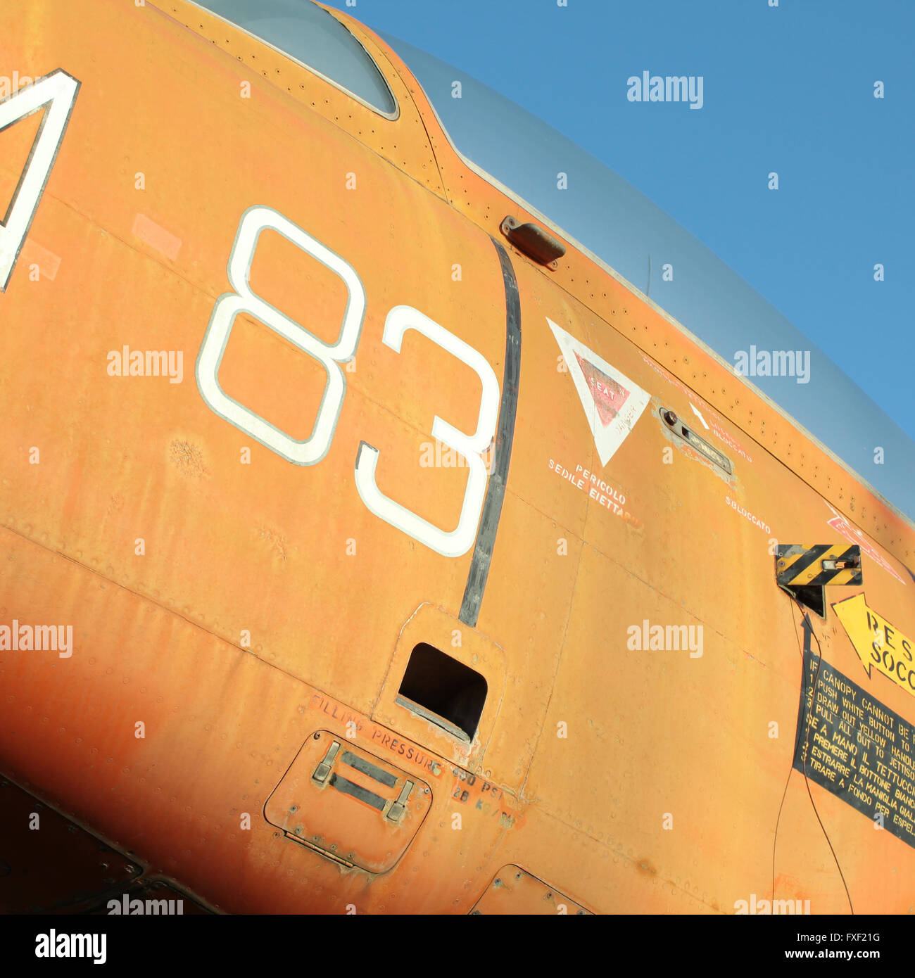 Detail of an old jet plane in Cecina, Toscana, Italia, 2015 Stock Photo ...