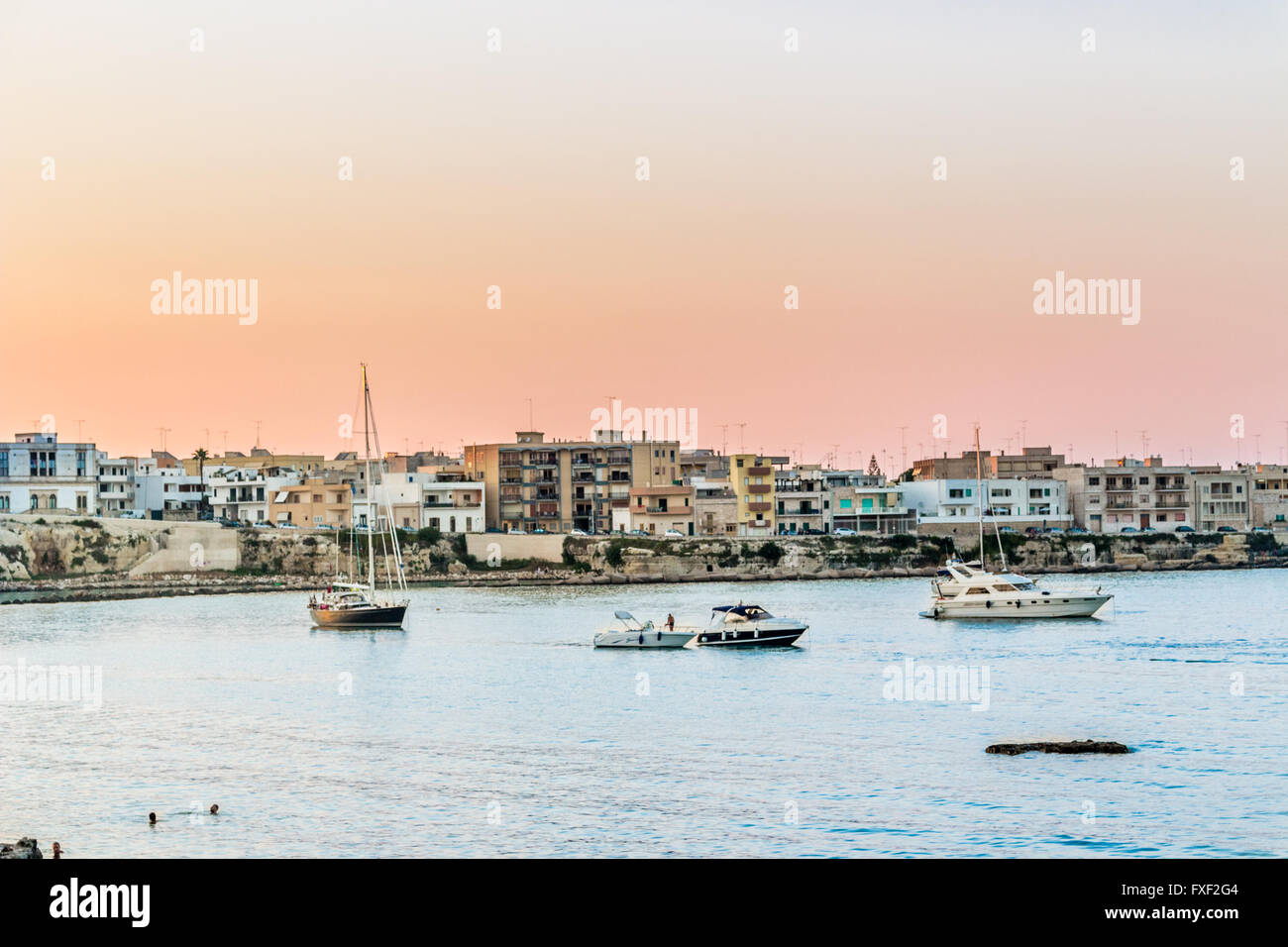 the bay of an ancient seaside town on the coast of Salento in Apulia ...