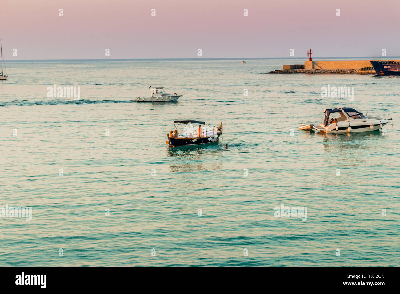 the bay of an ancient seaside town on the coast of Salento in Apulia ...