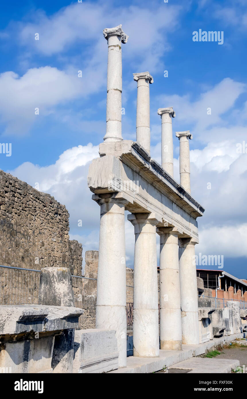 Doric and Corinthian columns in the Roman Forum, Pompeii Italy Stock ...