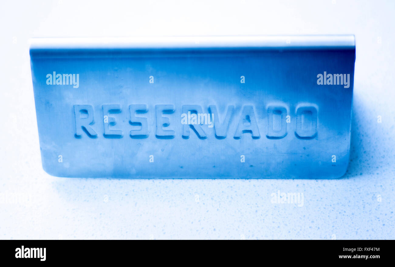Reservado reserved Spanish restaurant sign photo Stock Photo - Alamy