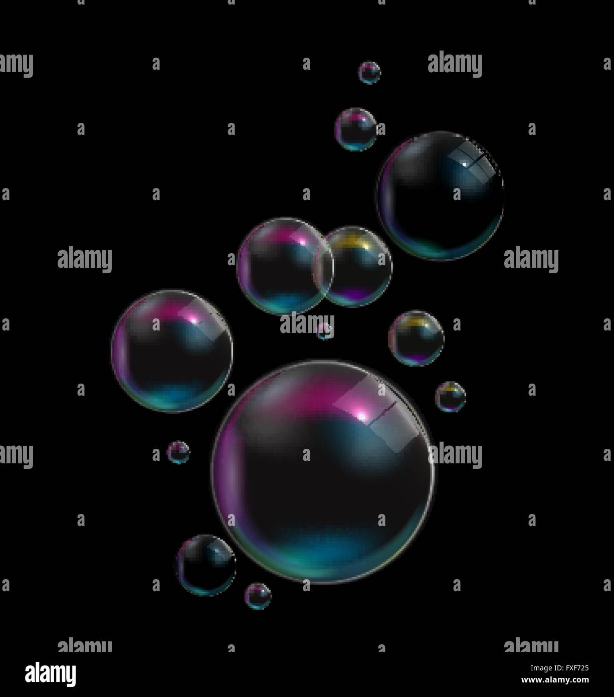 Transparent Bubbles on Dark Background. Vector Illustration Stock ...