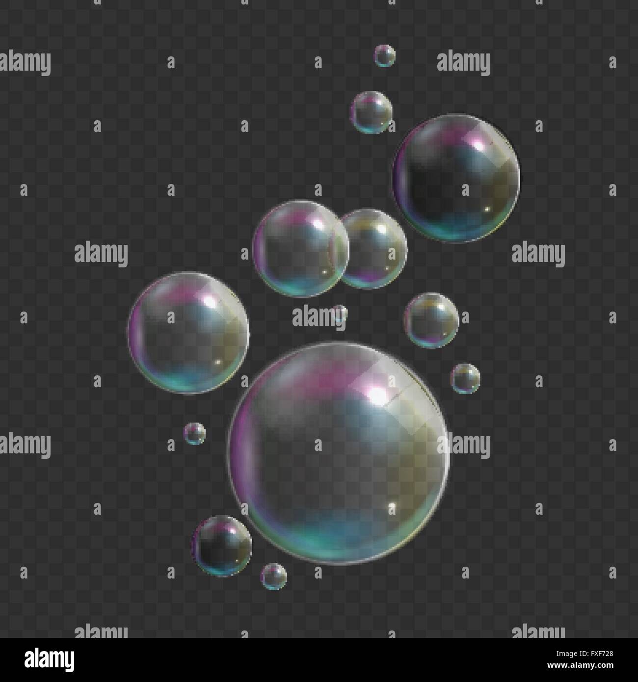 Transparent Bubbles on Dark Background. Vector Illustration Stock ...