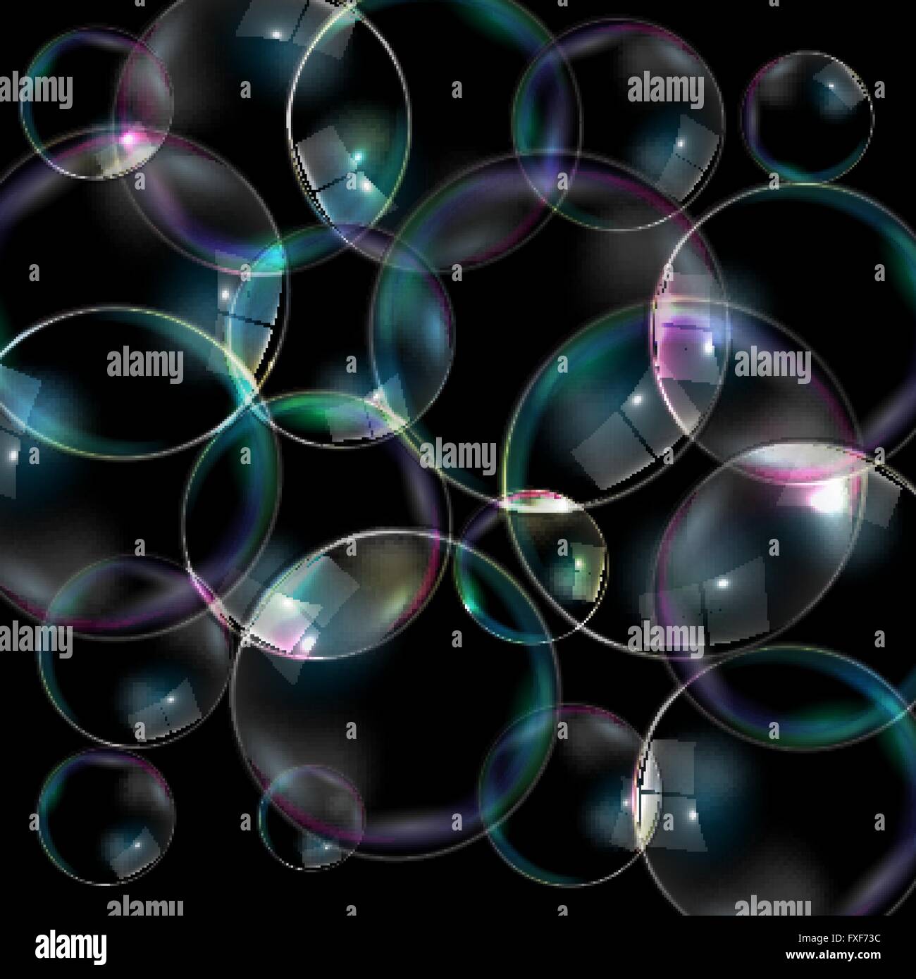 Transparent Bubbles on Dark Background. Vector Illustration Stock ...