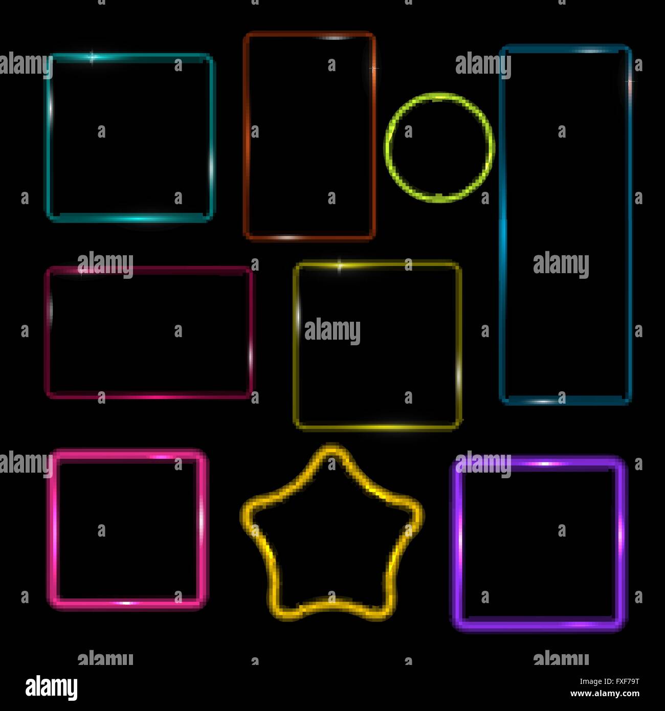 Neon Frame, Buttons on Checkered Abstract Transparent Backgrou Stock ...