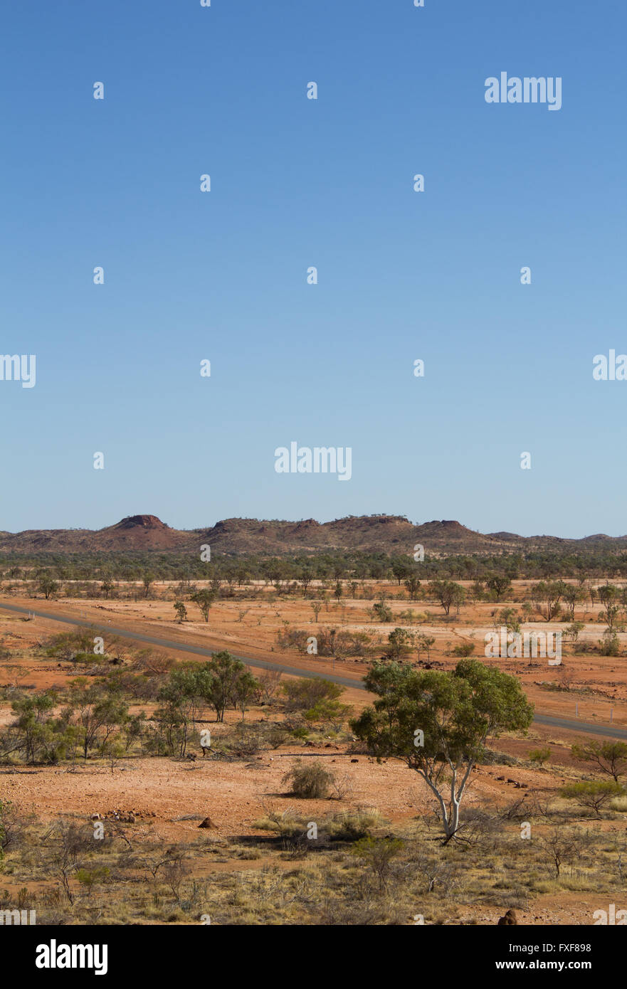 Long straight Highway trough the Australian Outback MT ISA, Queensland ...