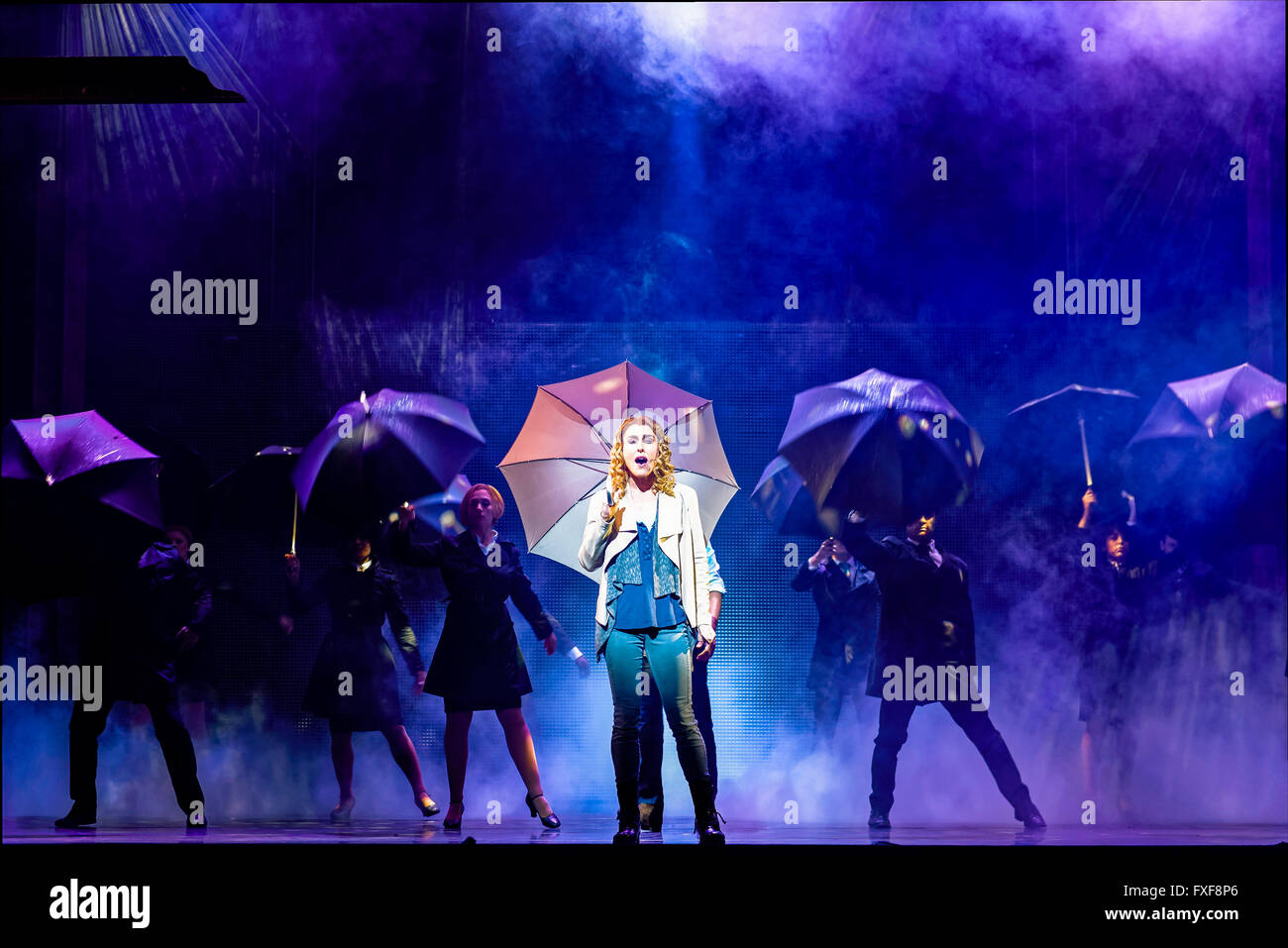 Jemma Rix as 'Molly' and company perform 'Rain' during the media ...