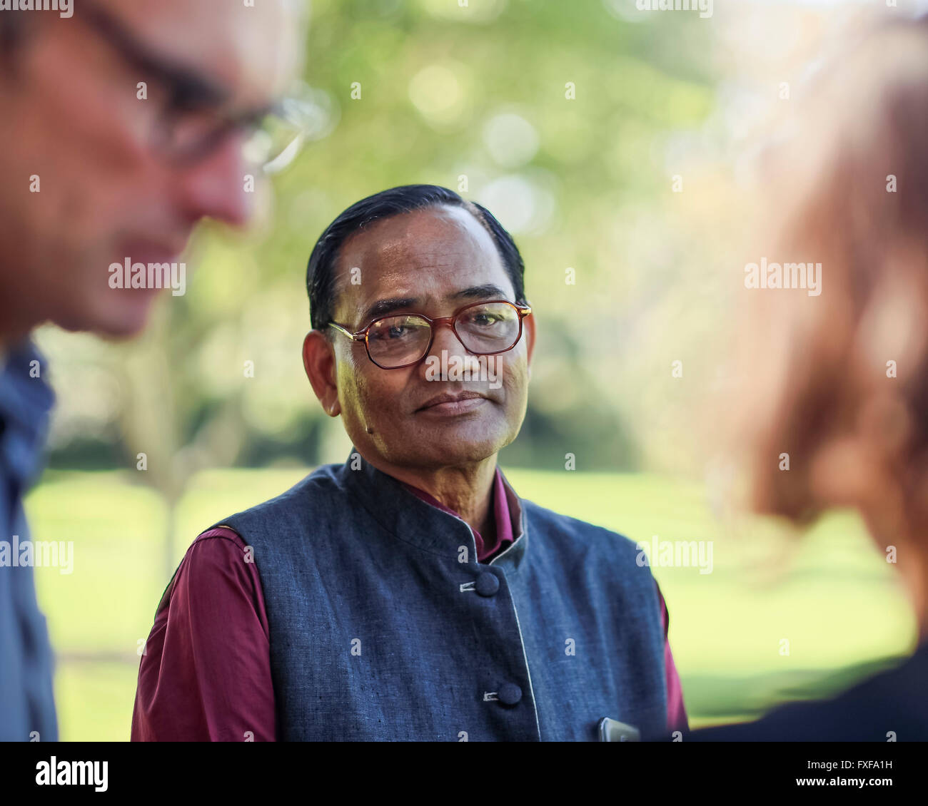 Award winning campaigner Ramesh Agrawal looks on during a press ...