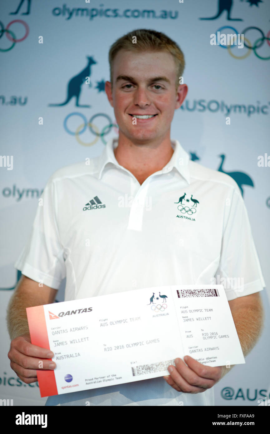 James Willett displays his boarding pass for Rio following the Rio 2016 ...