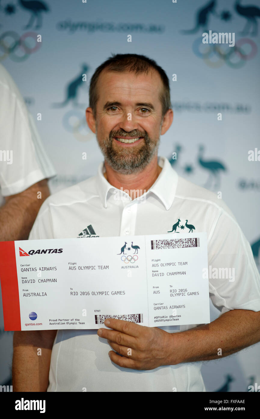 David Chapman displays his boarding pass for Rio following the Rio 2016 ...