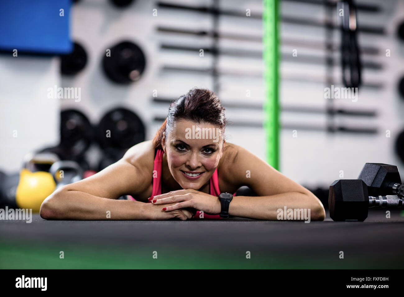 Woman taking a break after workout Stock Photo - Alamy