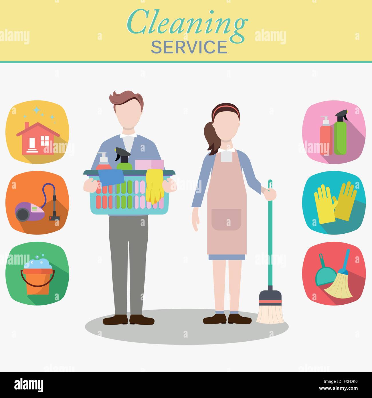 Cleaning staff characters with cleaning equipment Stock Vector Image ...