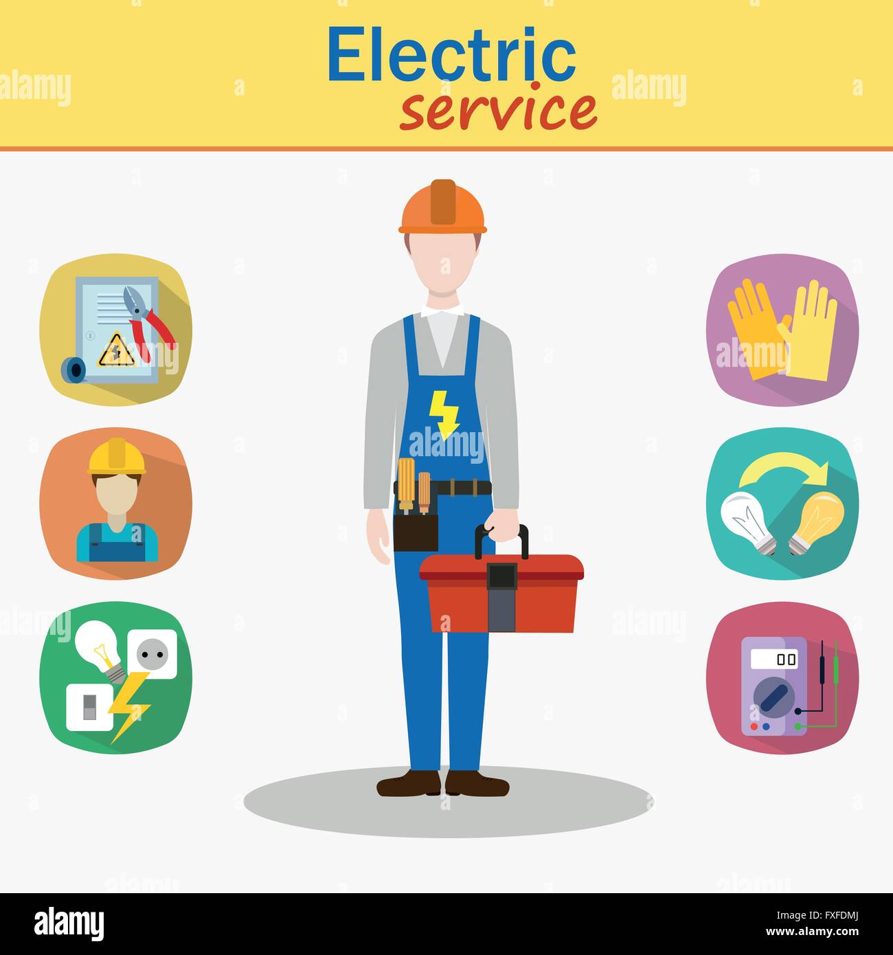 Vector male electrician character standing Stock Vector Image & Art - Alamy