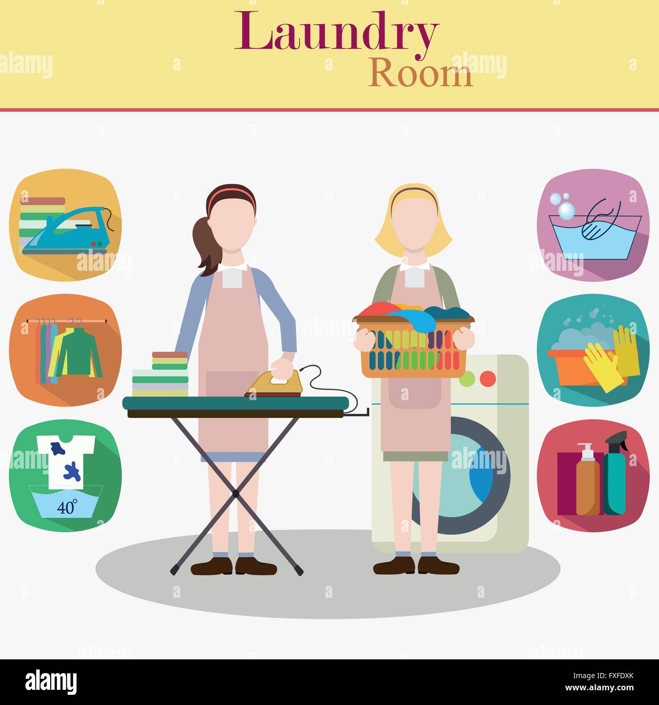 Couple of women laundry workers Stock Vector Image & Art - Alamy