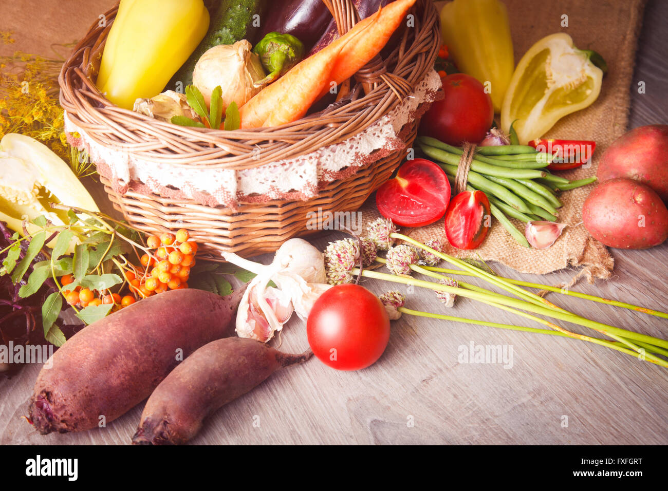 Organic vegetables in shopping basket hi-res stock photography and ...