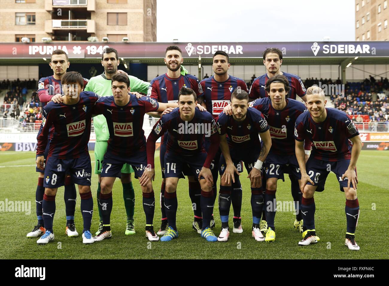 Eibar, Spain. 3rd Apr, 2016. Eibar team group line-up (Eibar) Football ...