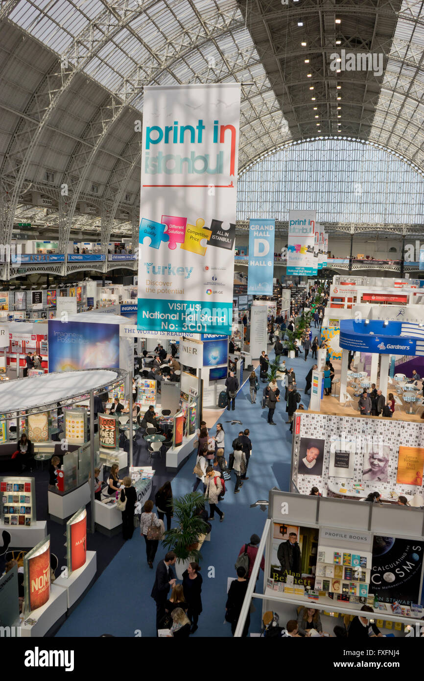 London,UK.14th April 2016. Exhibitors at the London Book Fair 2016 at ...