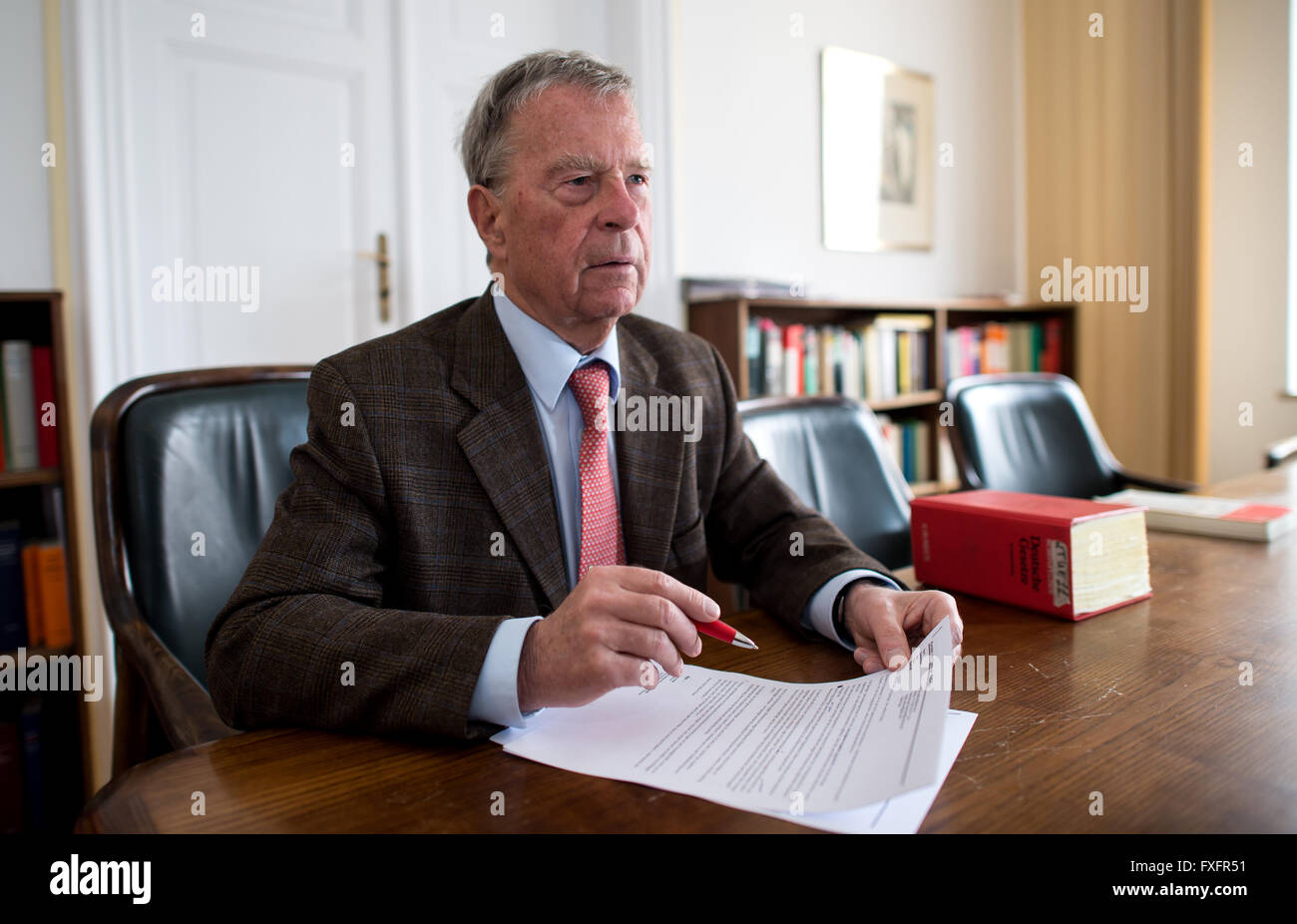 Lawyer Hubertus von Sprenger poses in his office in Munich, Germany, 15 ...