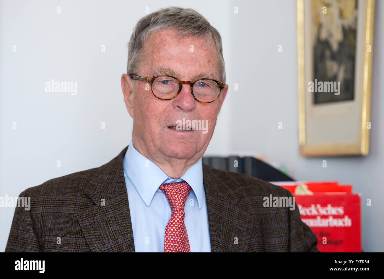 Lawyer Hubertus von Sprenger poses in his office in Munich, Germany, 15 ...