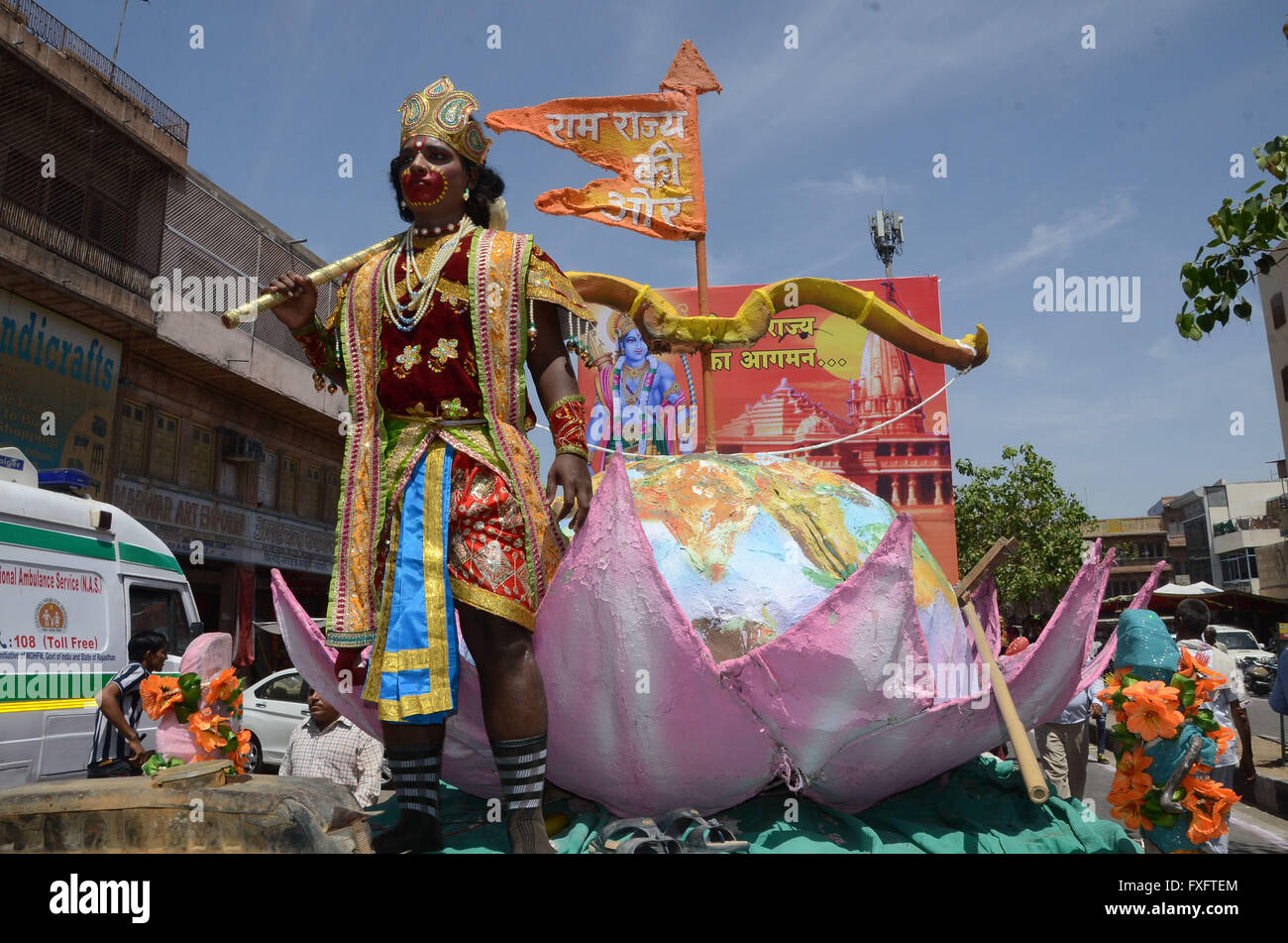 Jodhpur, India. 15th Apr, 2016. Hindu devotees dressed as Hindu deities ...