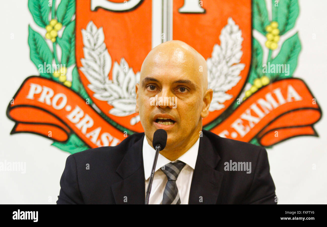 Sao Paulo, Brazil. 15th April, 2016. ALEXANDRE DE MORAES TALKS ABOUT ...