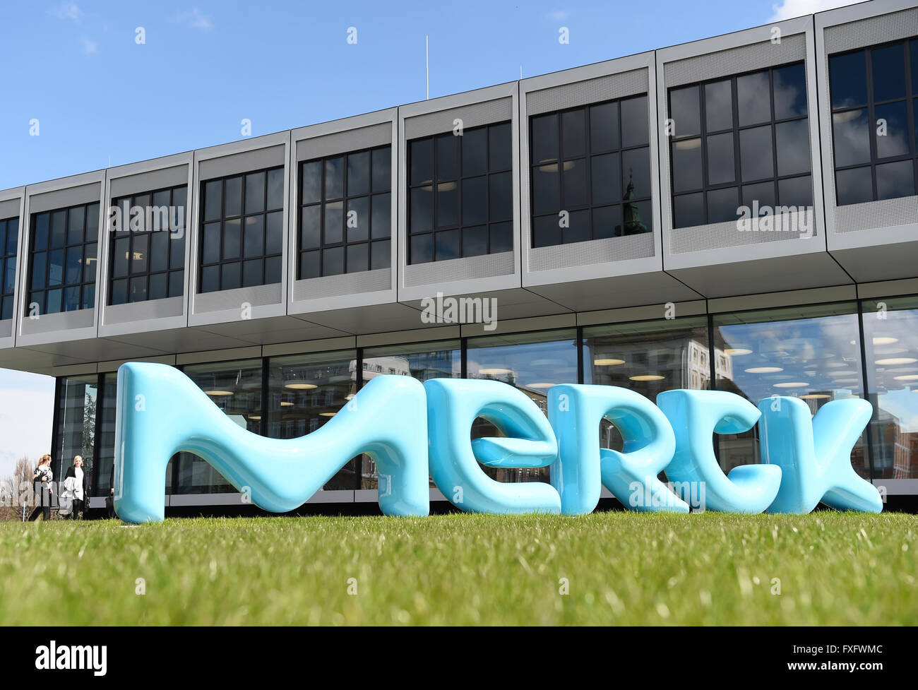 Darmstadt, Germany. 12th Apr, 2016. The new logo of pharma and ...