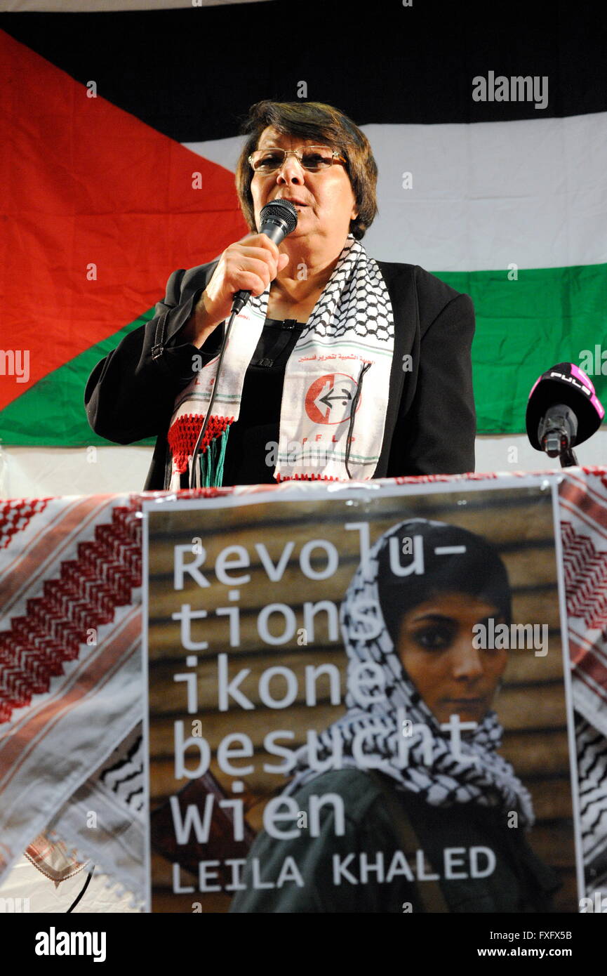 Vienna, Austria. 15th Apr, 2016. Leila Khaled, the Palestinian ...