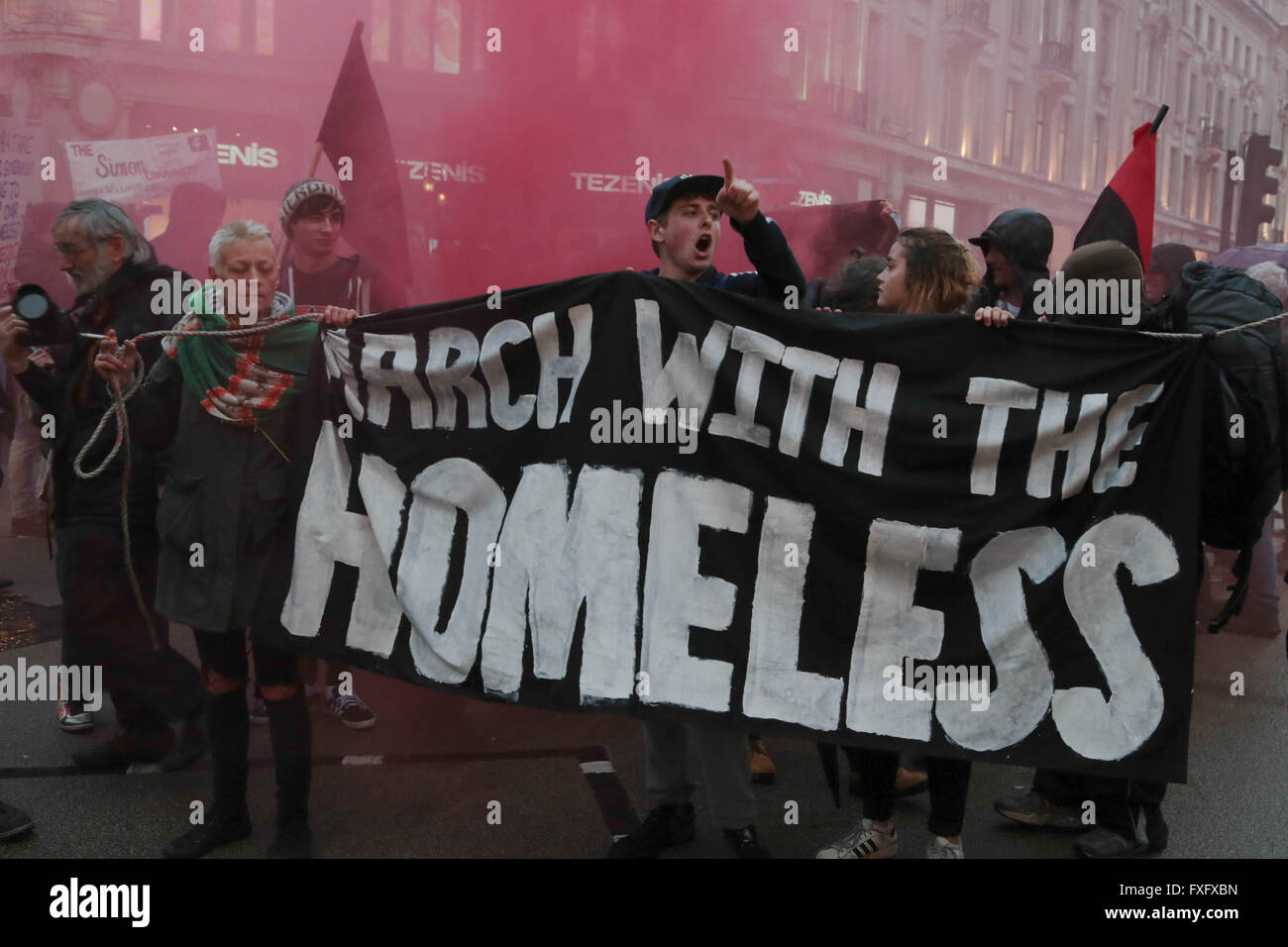 London, UK. 15th Apr, 2016. Protesters in Oxford circus hold up a a ...