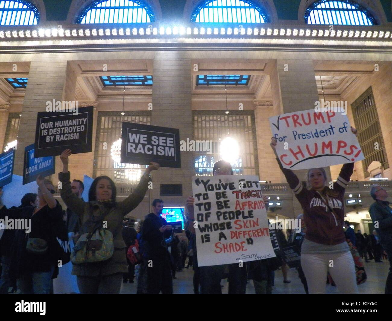 New York, USA. 15th April, 2016. Anti-Trump Protest-Grand Central ...