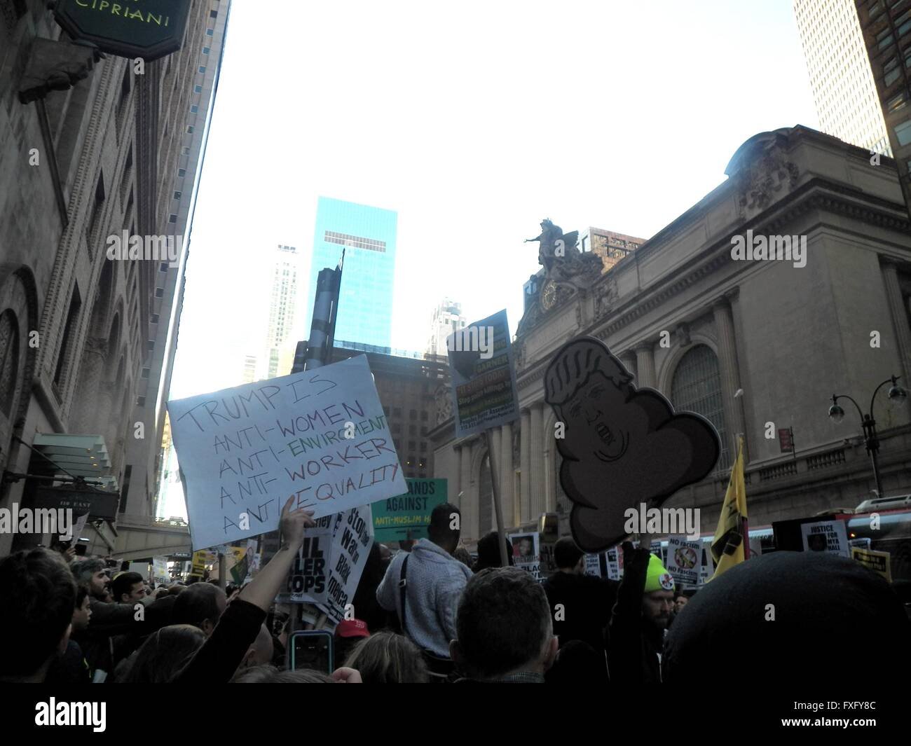 New York, USA. 15th April, 2016. Anti-Trump Protest-Grand Central ...