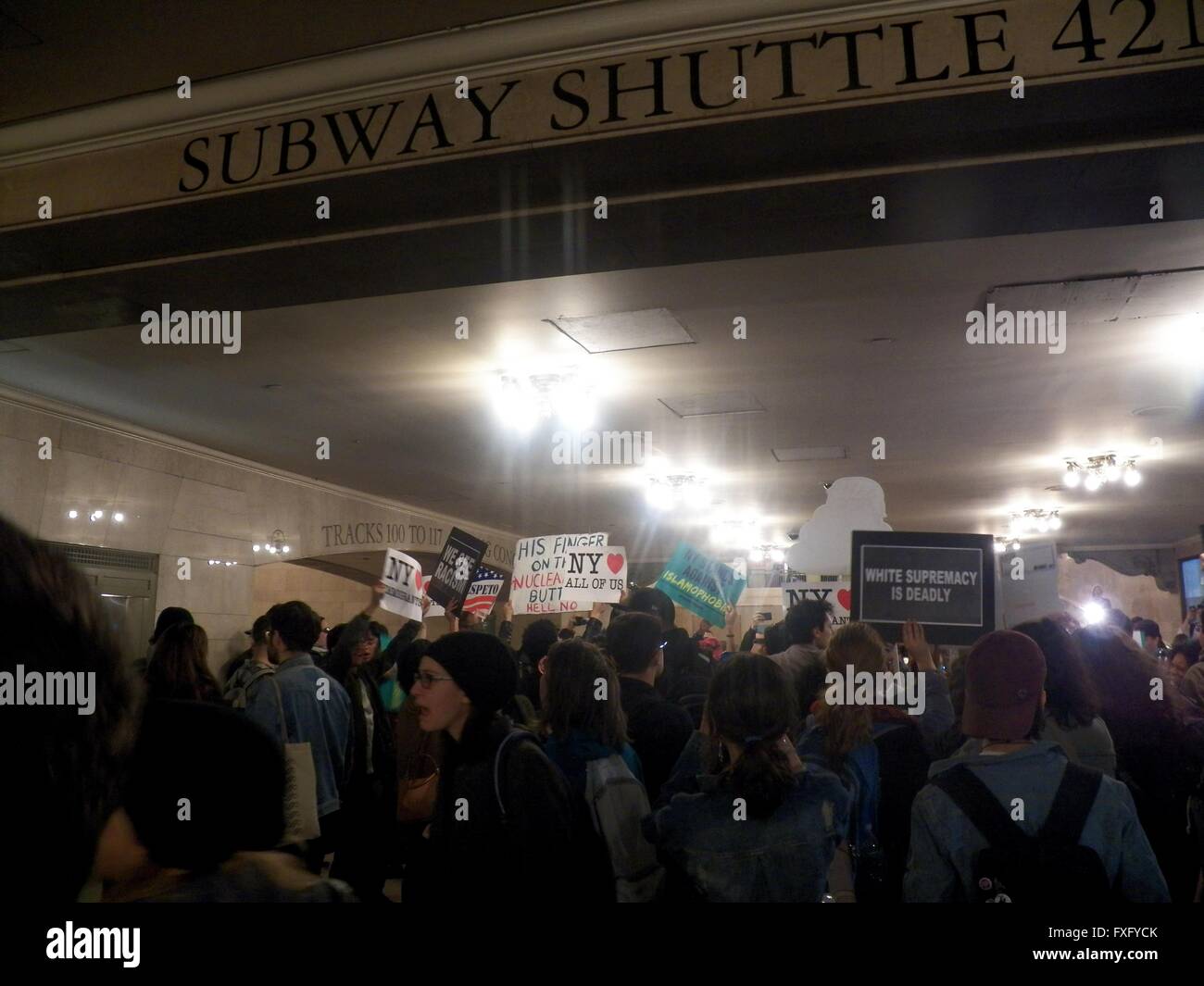 New York, USA. 15th April, 2016. Anti-Trump Protest-Grand Central ...