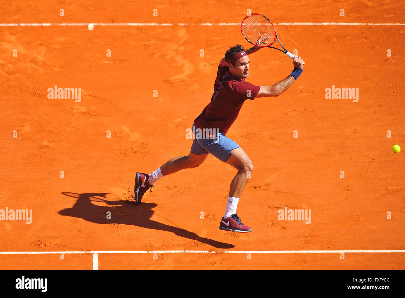 Monte Carlo, Monaco. 15th Apr, 2016. Rolex Monte Carlo Masters Tennis:. Roger Federer (Sui ...