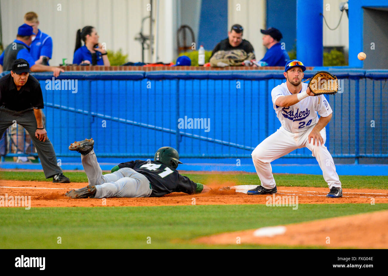 April 15, 2016 - Kevin Dupree #24 tries to pick off Derek Gallello #41 ...
