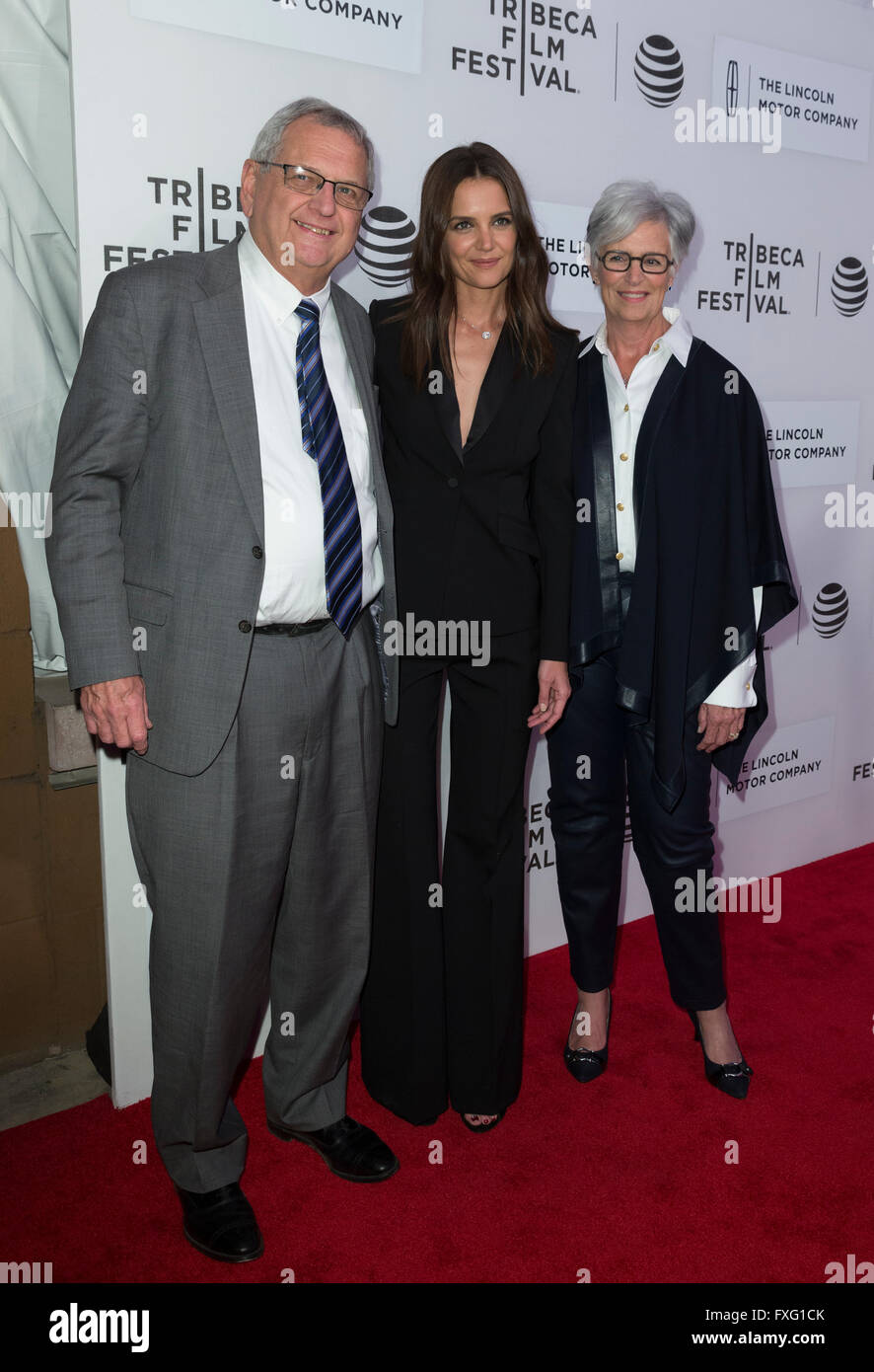 New York, NY USA - April 15, 2016: Martin Joseph Holmes Sr., Katie Holmes, Kathleen Stothers ...