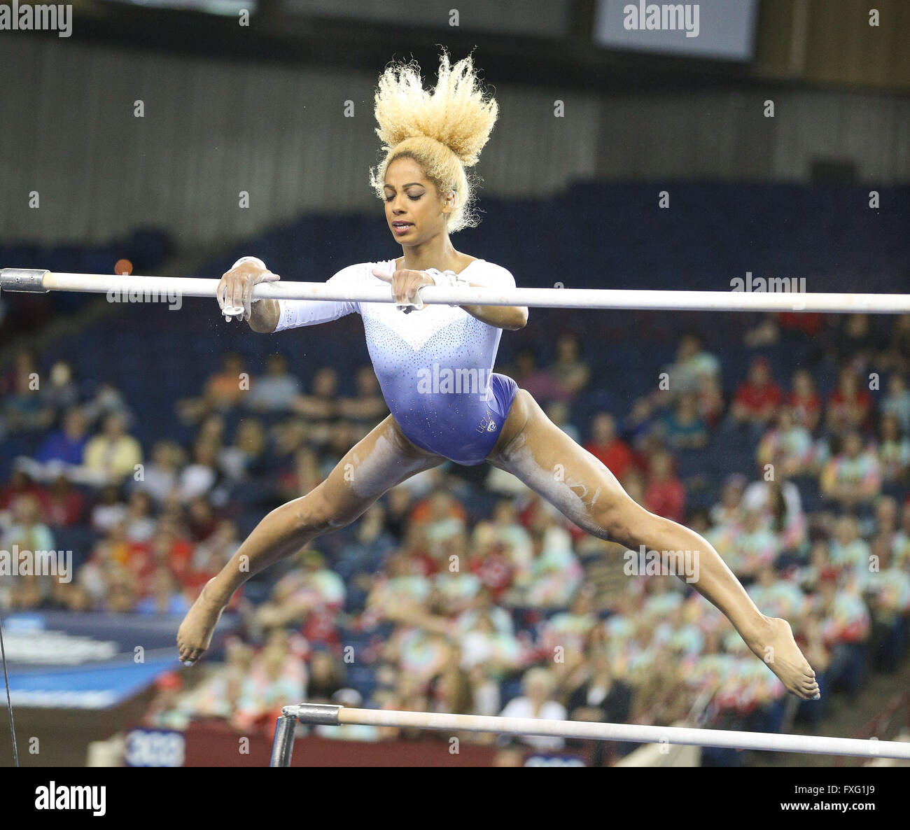 Fort Worth, TX, USA. 15th Apr, 2016. UCLA's Danusia Francis executes a ...