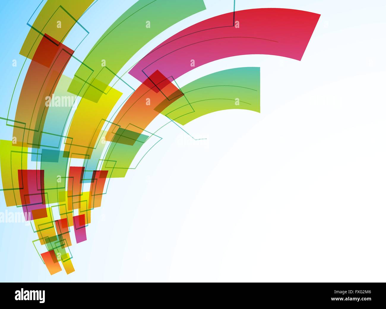 abstract futuristic multicolored flying shapes horizontal light blue ...