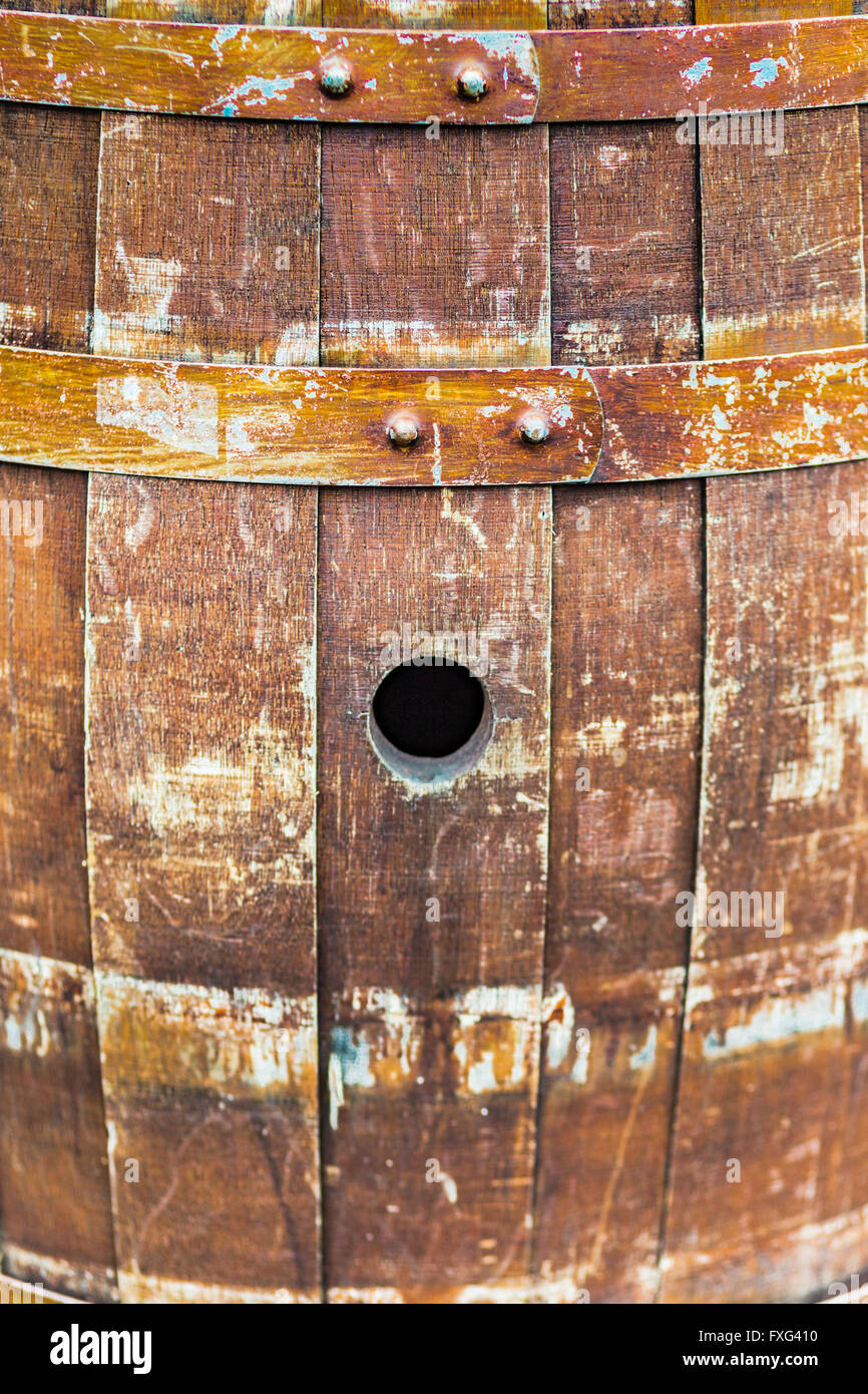hole in the boards of a wooden barrel Stock Photo - Alamy