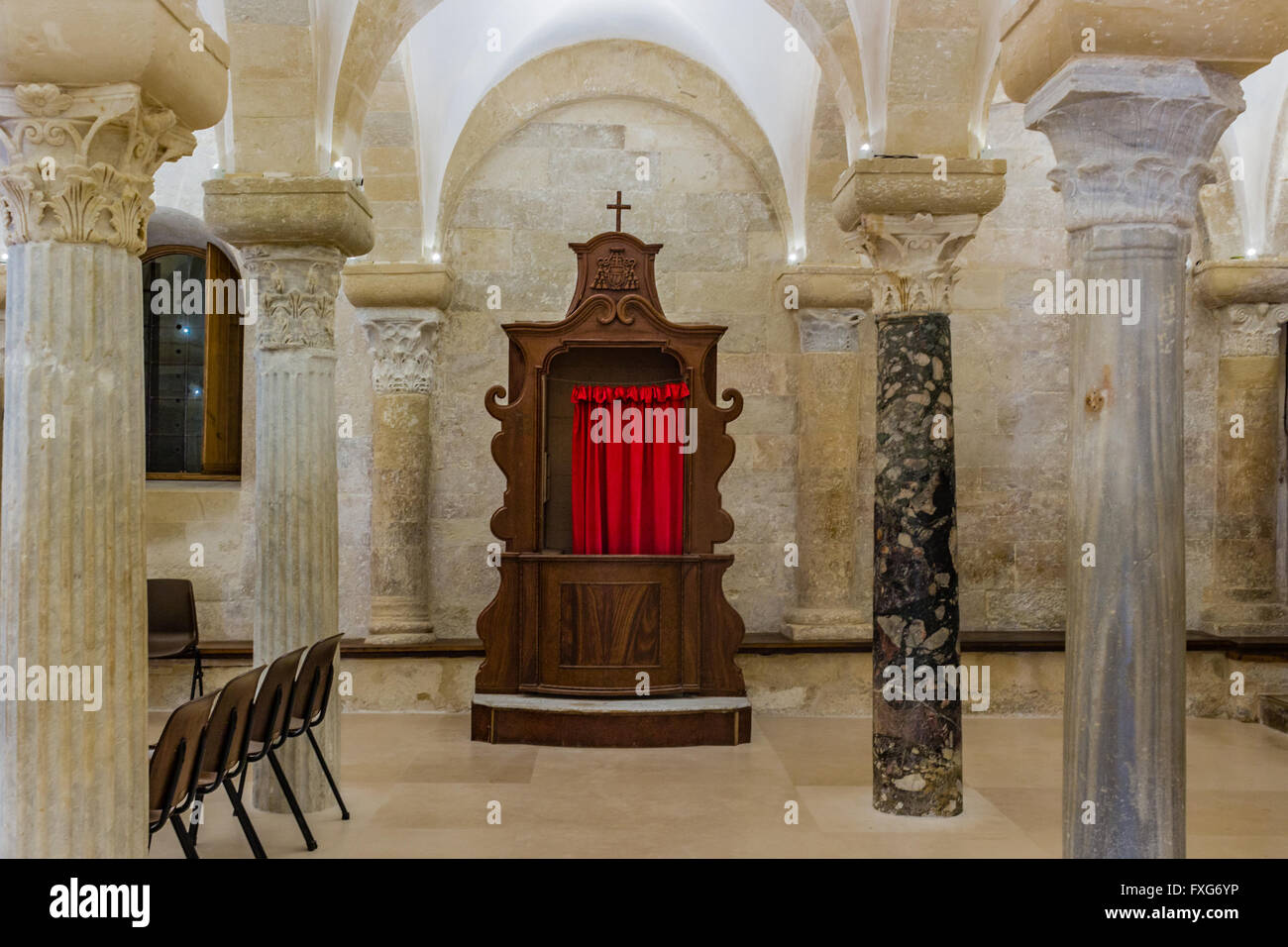 wooden confessional in Catholic church Stock Photo - Alamy
