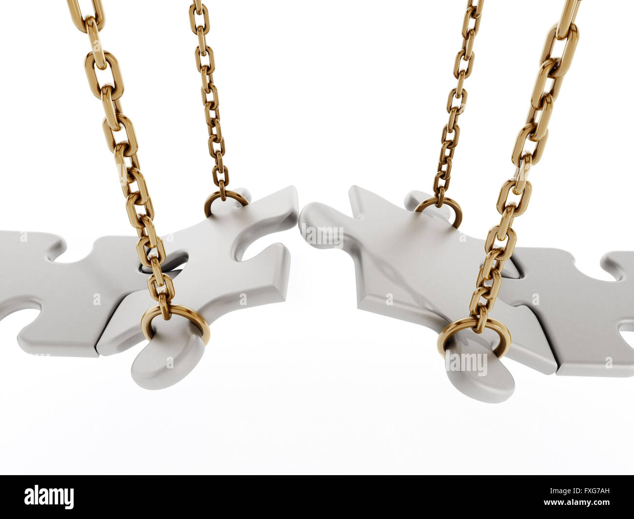 Jigsaw puzzle pieces forming a bridge isolated on white background ...